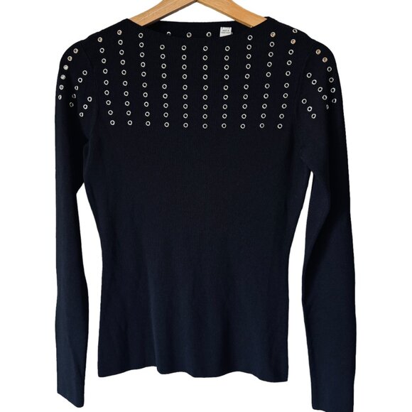 Cache | Sweaters | Vtg Cache Ribbed Knit Black Sweater Sz Sm Rivets ...
